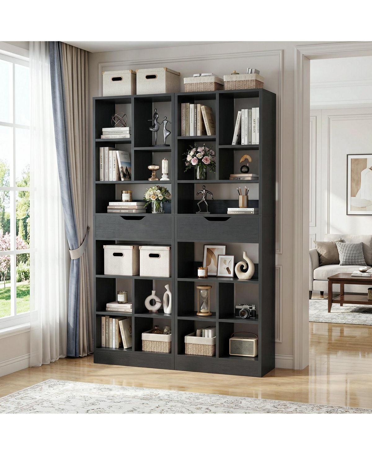 Click here for Aheaplus Freestanding 6-Tier Bookshelf with Drawer... prices