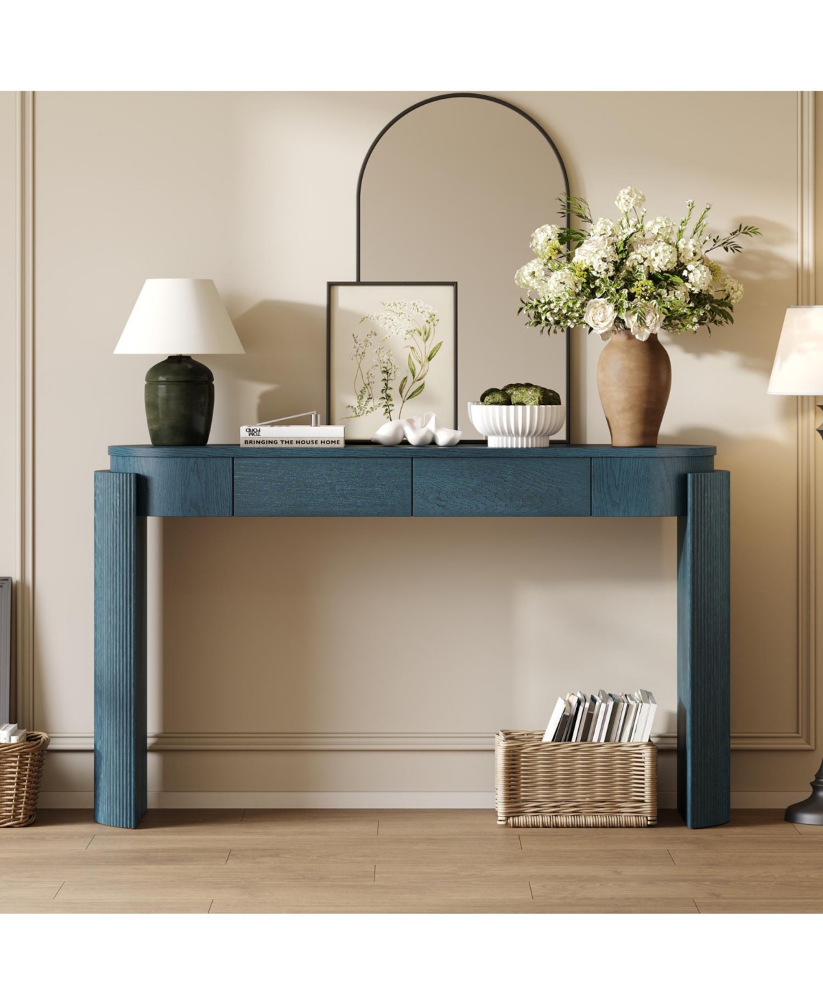 Click here for Rainsken 55 Farmhouse Entryway Table  with Natural... prices