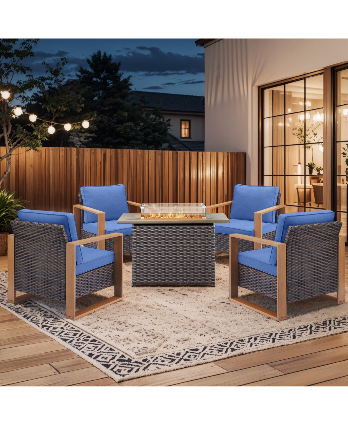 Click here for Pocassy Patio Resin Wicker Furniture Set with Fire... prices