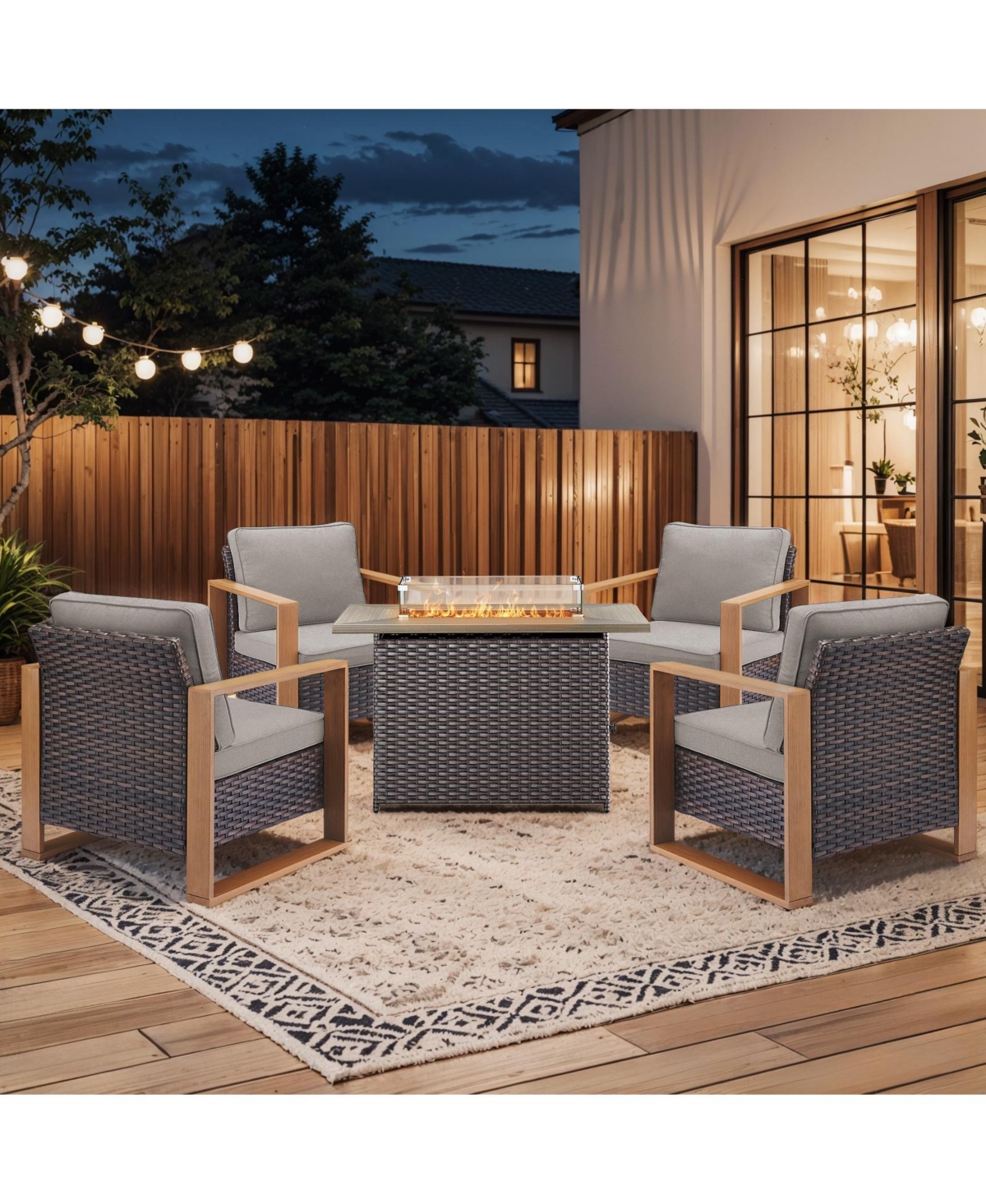 Click here for Pocassy Patio Resin Wicker Furniture Set with Fire... prices
