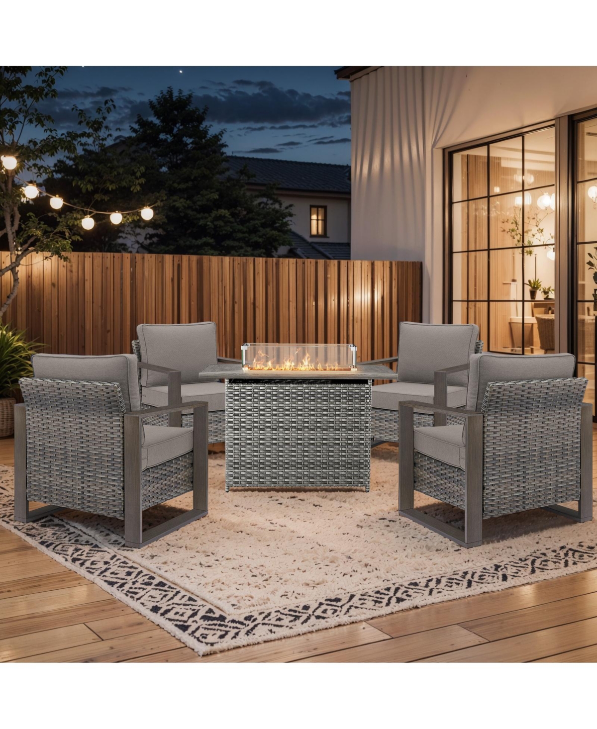Click here for Pocassy Patio Resin Wicker Furniture Set with Fire... prices