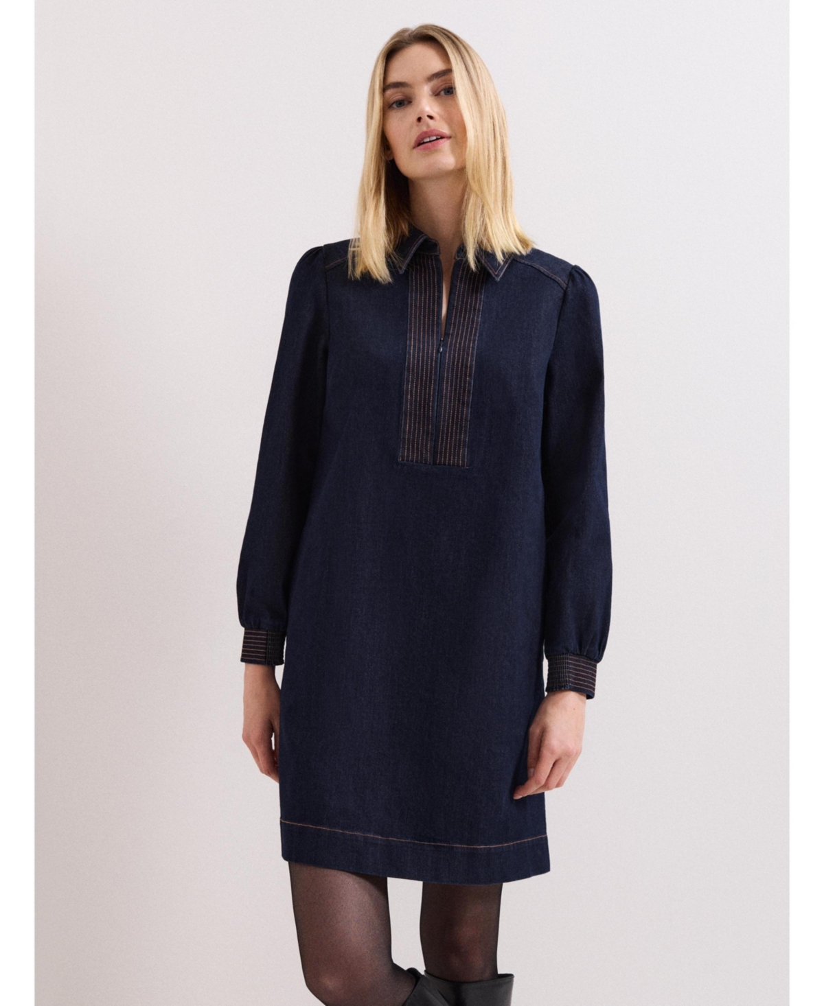 Click here for Phase Eight Womens Gabi Zip Collar Denim Mini Dres... prices