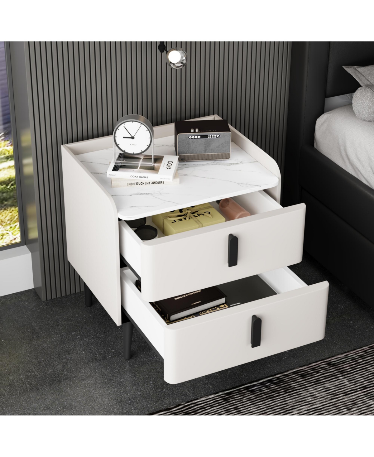 Click here for Rainsken Nightstand  Bedside Table with 2 Drawers... prices