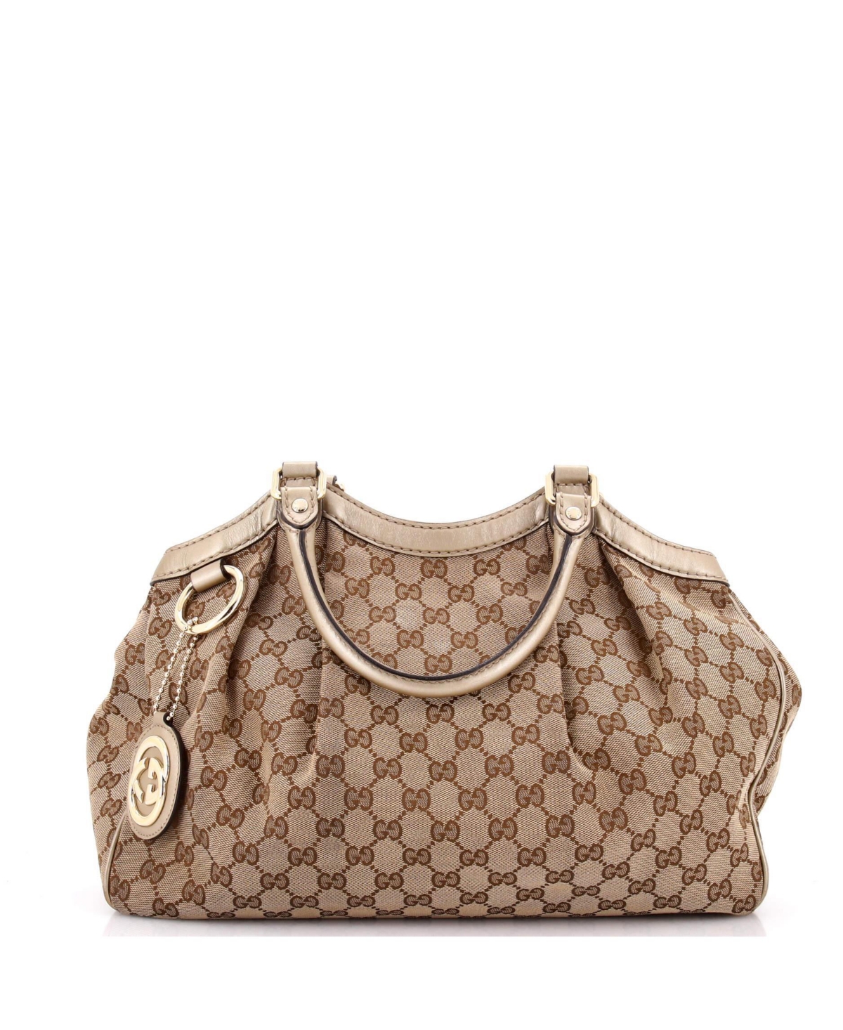 Click here for Pre-Owned Gucci Medium Sukey Tote Gg Canvas with L... prices