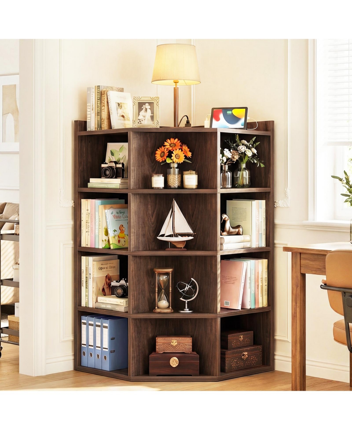Click here for Aheaplus Corner Bookcase Cabinet with 18 Cubbies... prices