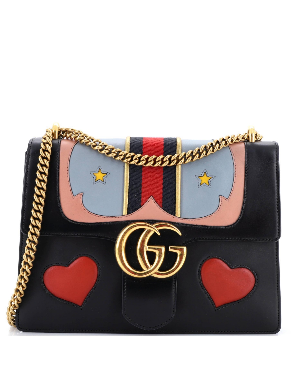 Click here for Pre-Owned Gucci Medium Web Heart Gg Marmont Chain... prices