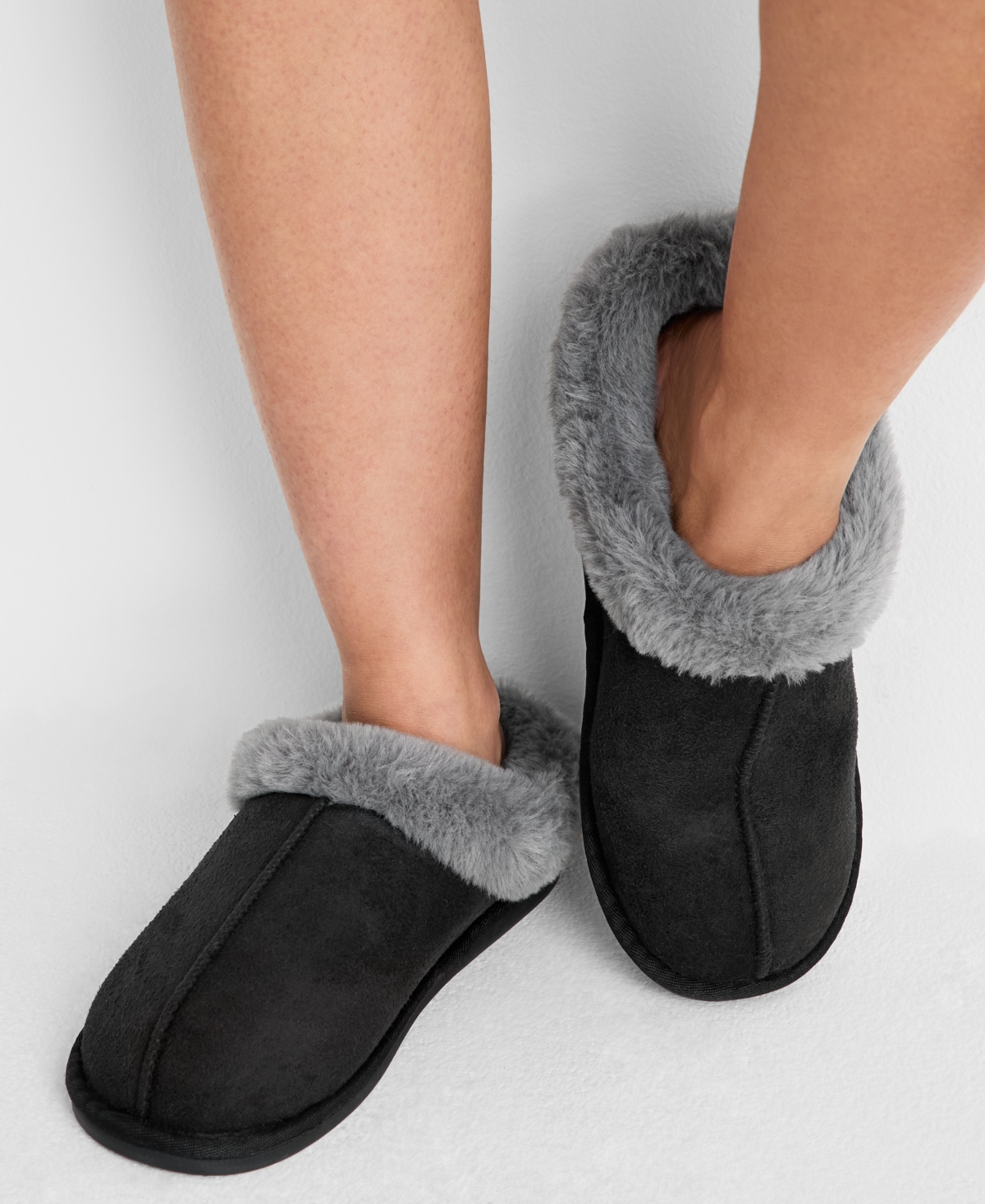 Click here for State of Day Womens Boxed Faux-Fur-Collar Clog Sli... prices
