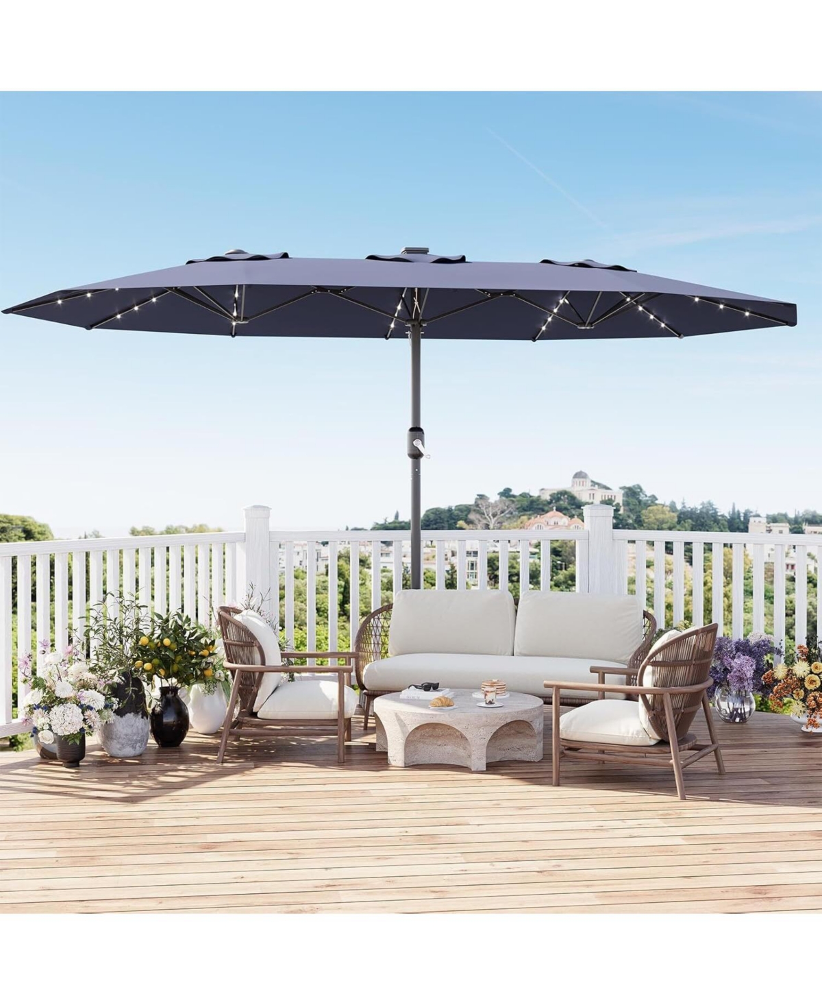 Click here for gaomon 15 Feet Patio Umbrella with Solar lights an... prices