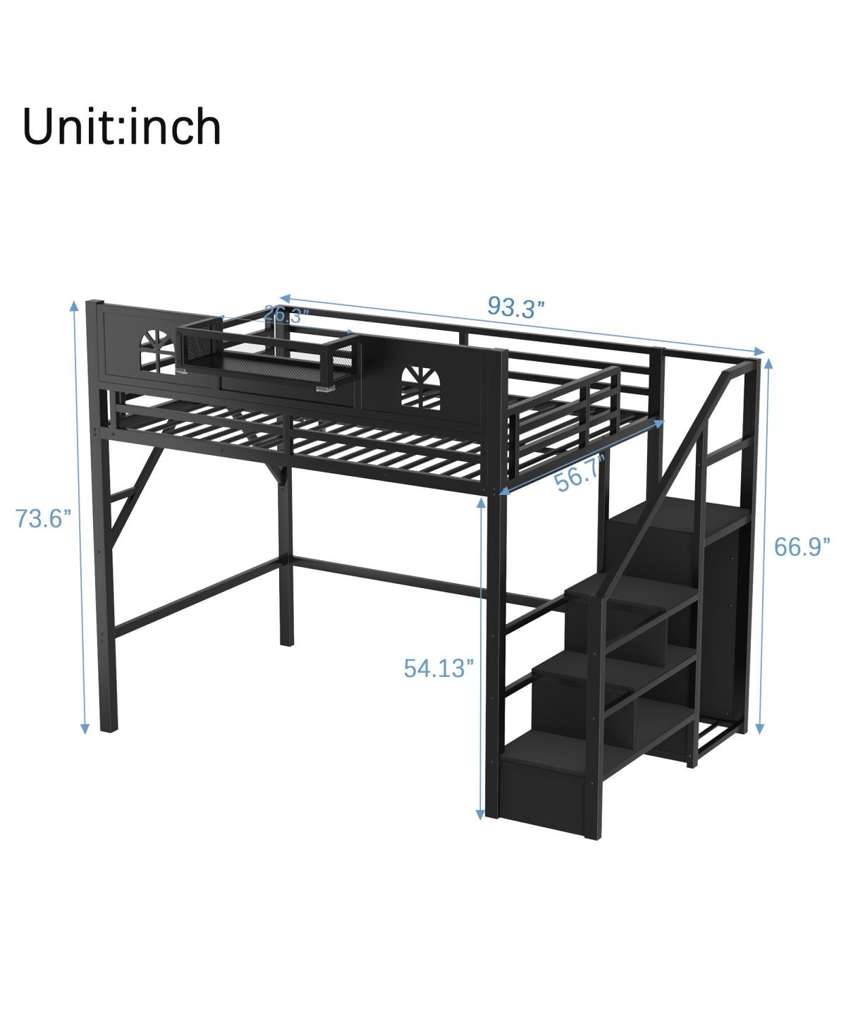 Click here for Streamdale Furniture Metal Full Loft Bed with Stai... prices