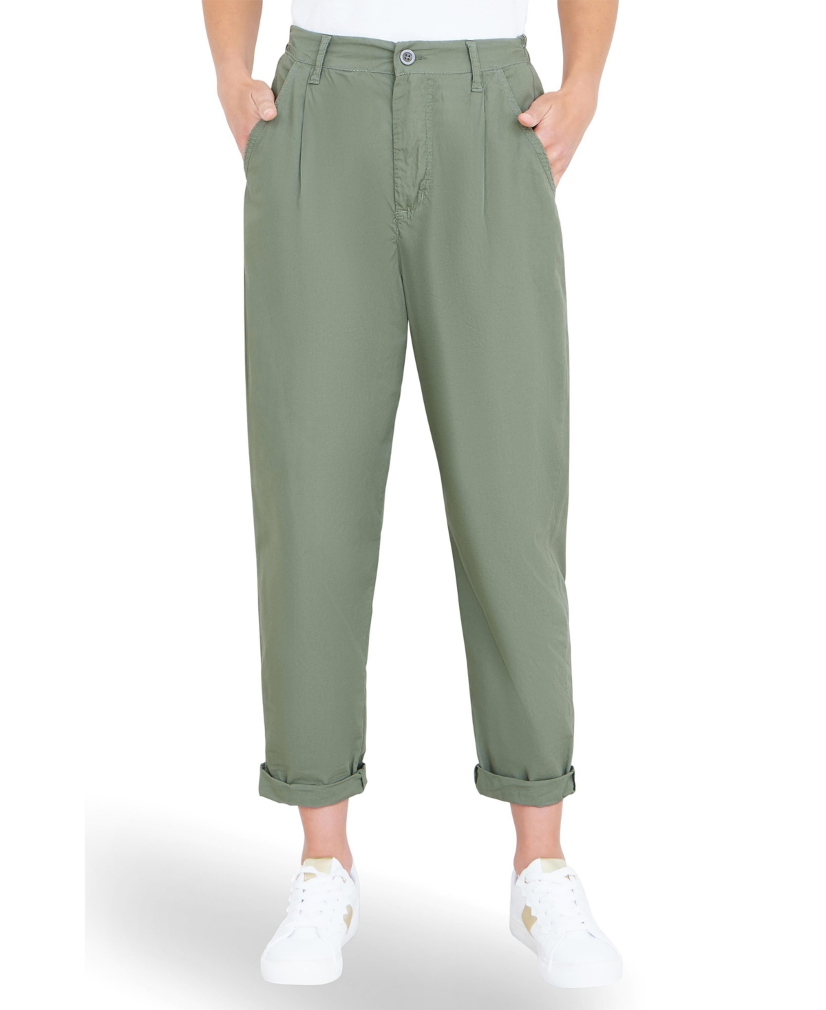 Click here for Yumi Womans Cotton Stretch Cropped Chino Trousers... prices