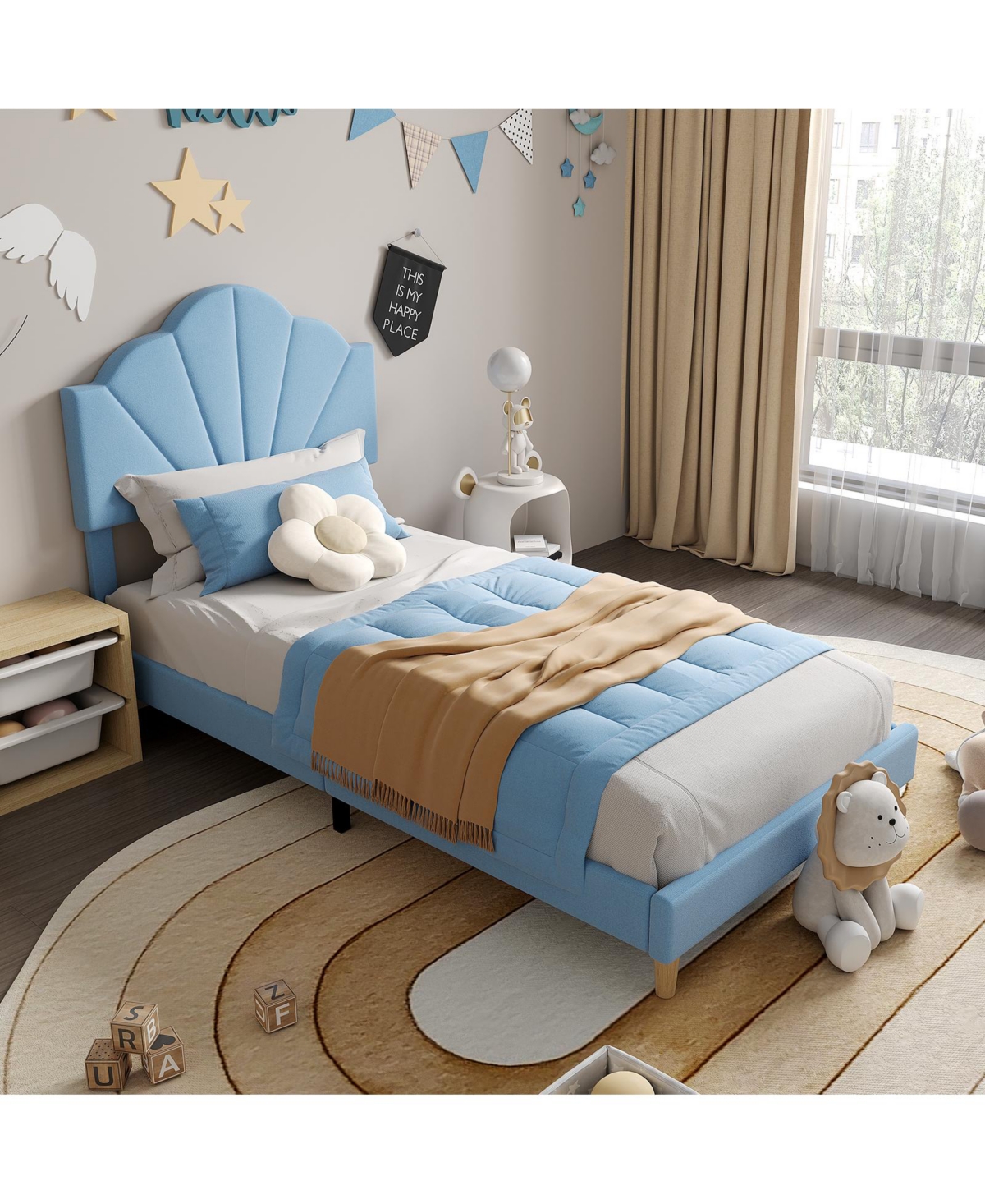 Click here for homfan Soft Upholstered Platform Bed Frame for Kid... prices