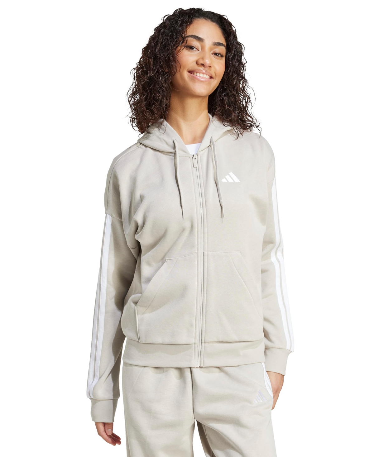 Click here for adidas Womens 3-Stripe Fleece Full Zip Hoodie - Wo... prices