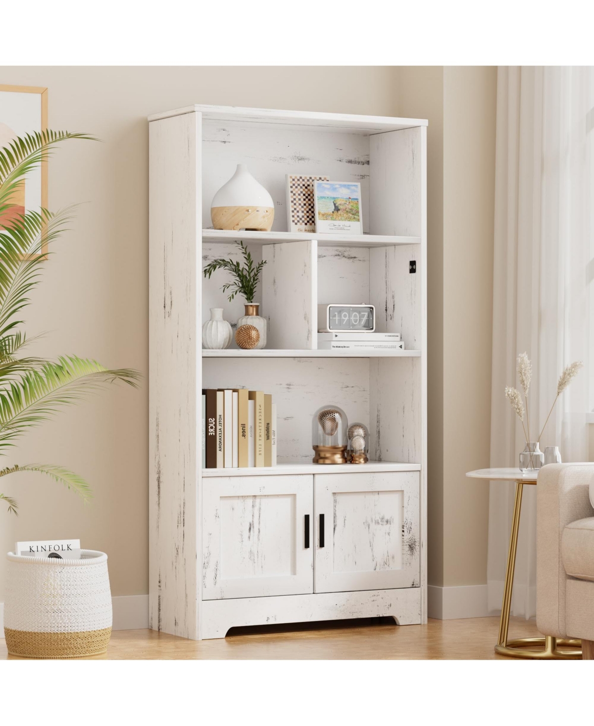 Click here for gaomon Bookcase with Led Lights Bookshelf with Doo... prices