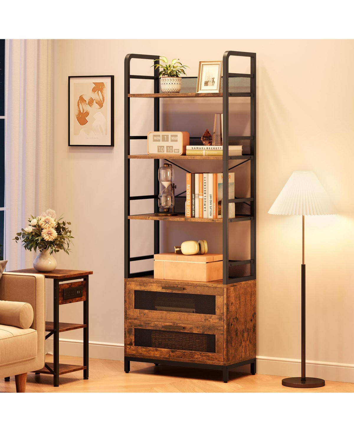 Click here for gaomon Bookshelf with Drawers Industrial Bookcase... prices