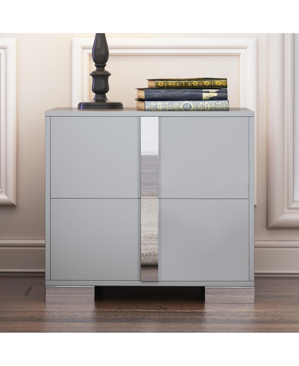 Click here for Rainsken 1 Pc Mdf Elegant Nightstand with Silver M... prices