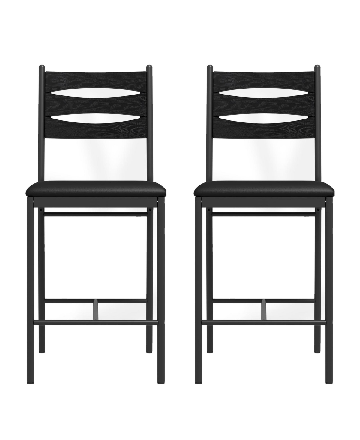 Click here for gaomon Set of 2 Wooden Bar Stools - Faux Leather C... prices