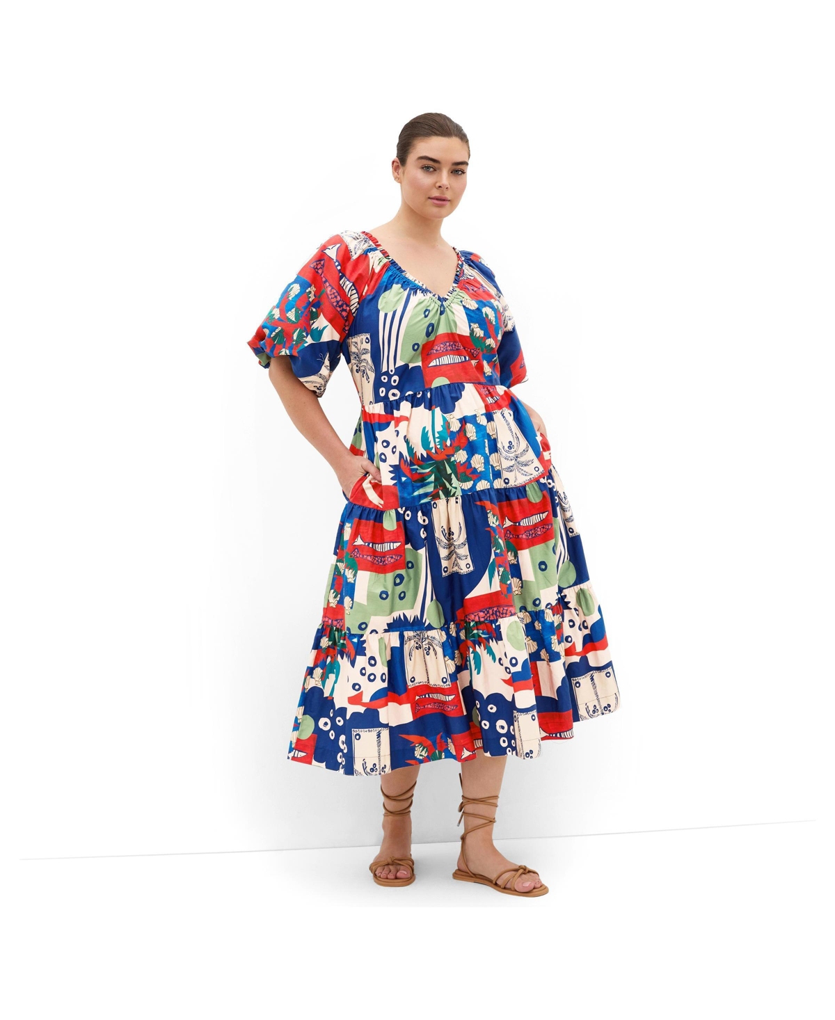 Click here for City Chic Womens Fantasy Floral Print V Neck Dress... prices