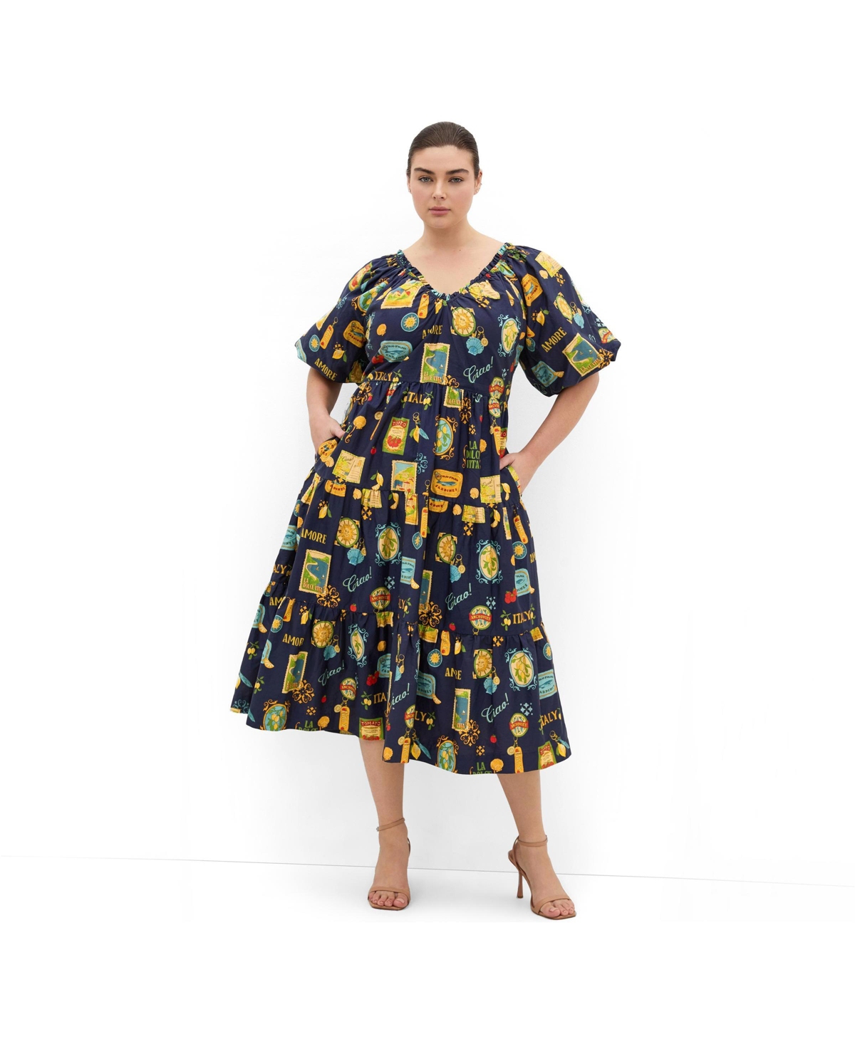 Click here for City Chic Womens Fantasy Floral Print V Neck Dress... prices