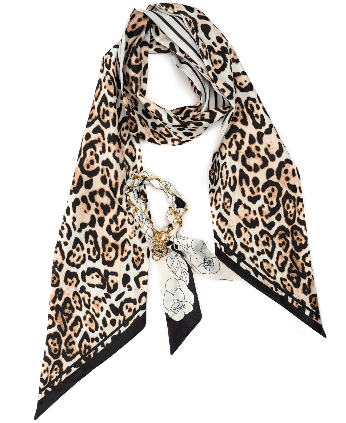 Click here for Bcbg Leopard Striped Twilly Scarf Set - Ivory Mult... prices