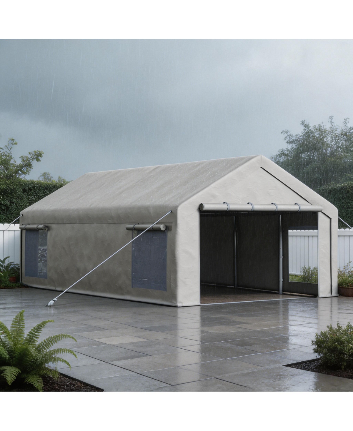 Click here for Homfan 12 x 20 Ft Pe Carport Canopy 2-Piece Set  H... prices