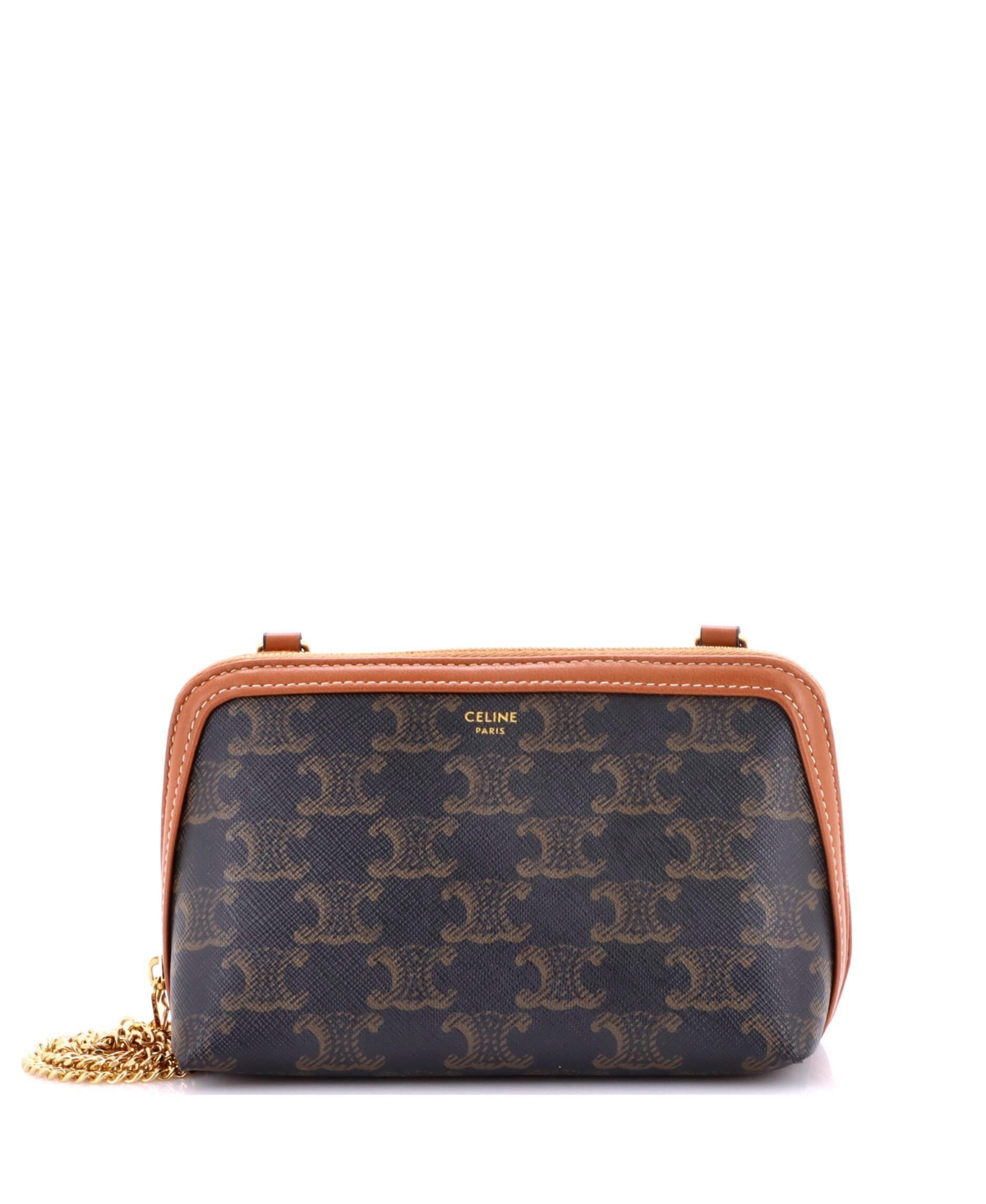 Click here for Pre-Owned Celine Zip Around Chain Clutch Triomphe... prices