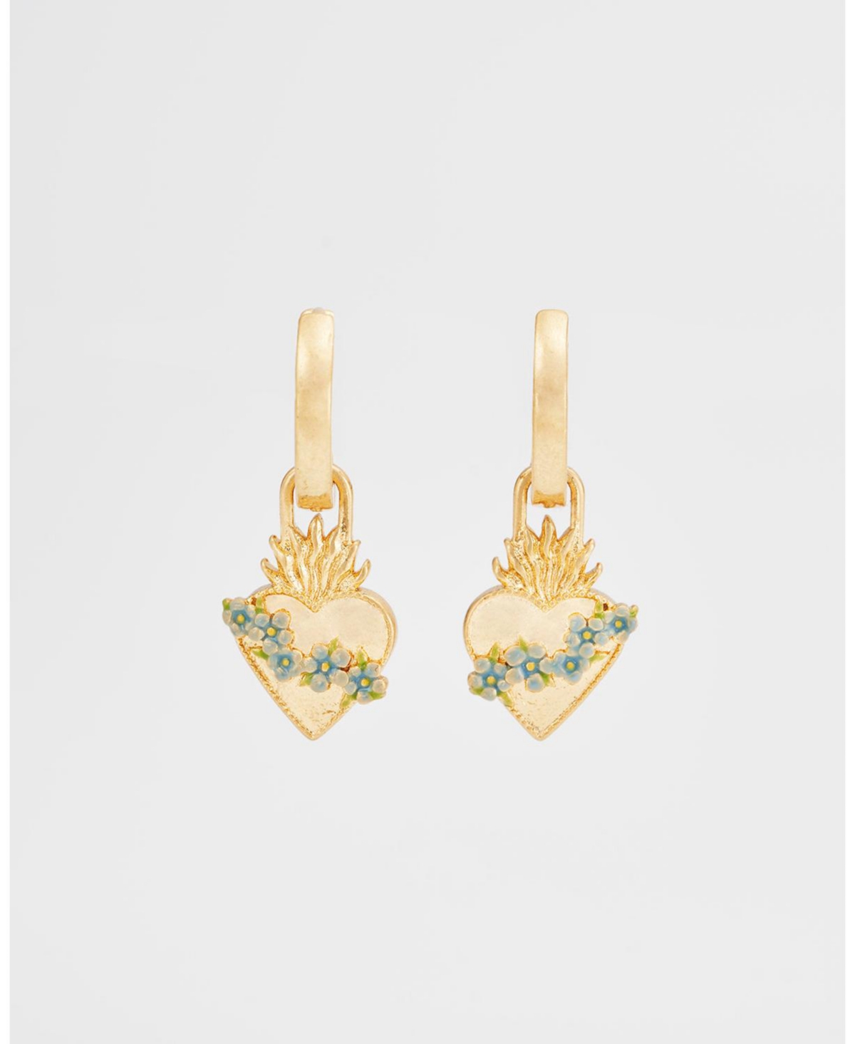 Click here for Fable England Gold Sacred Heart Huggie Earrings -... prices
