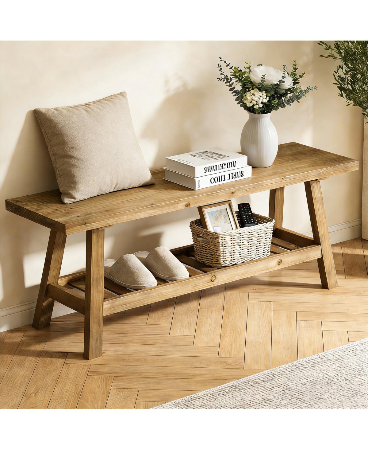 Click here for Streamdale Furniture 43 Farmhouse Wood Bench  2-Ti... prices