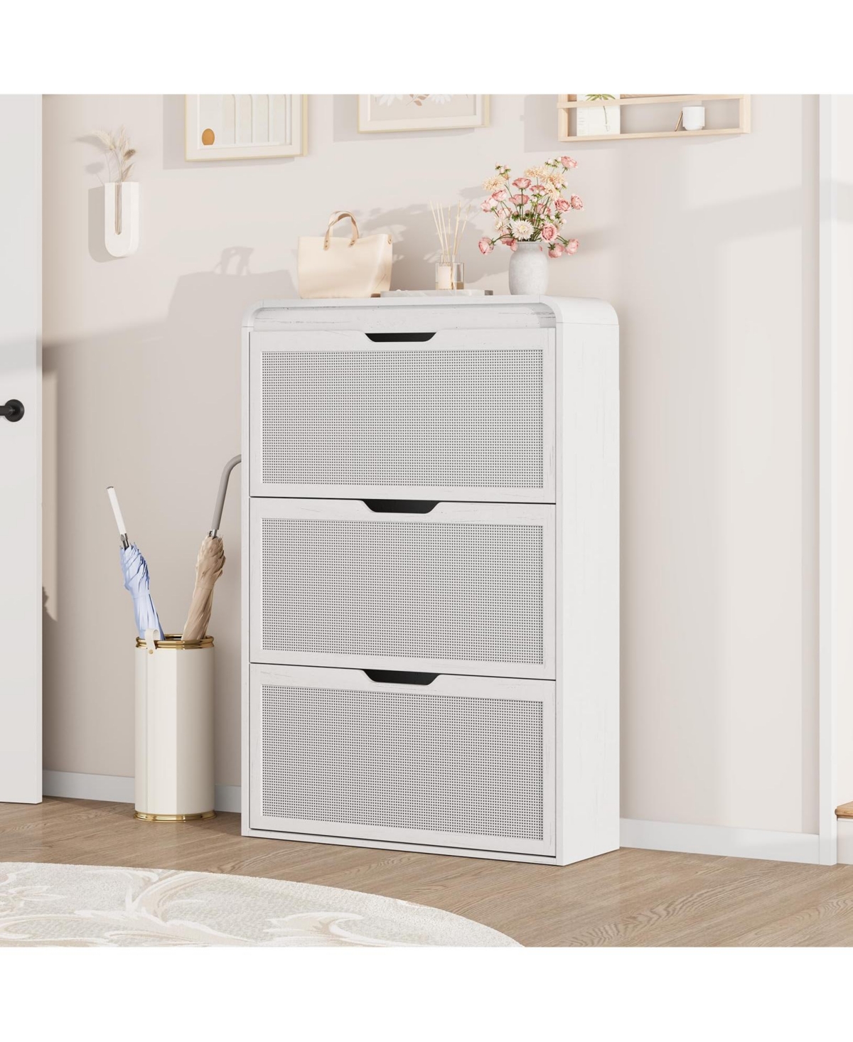 Click here for homfan Rattan Shoe Cabinet with 3 Flip Drawers  Sl... prices