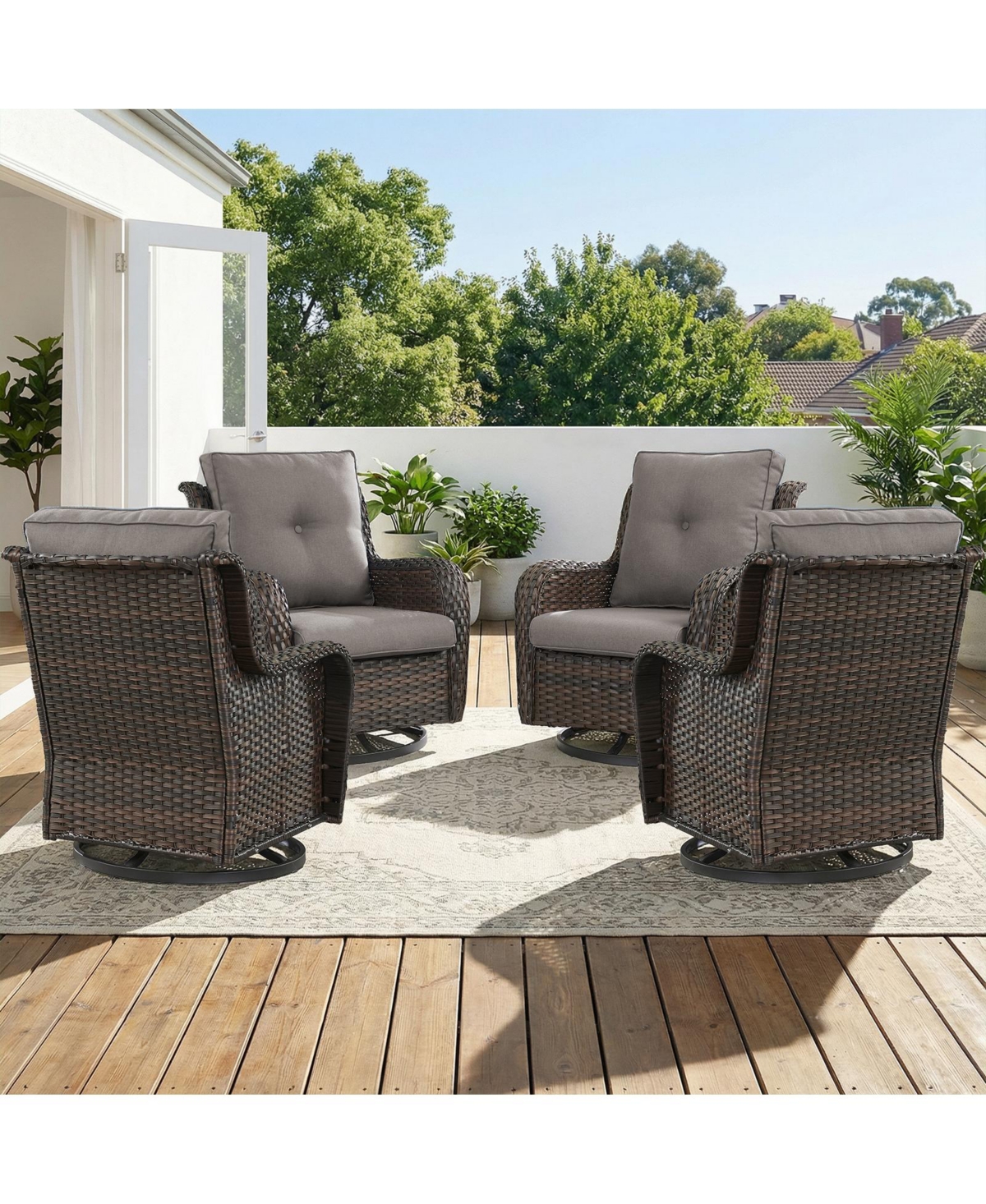 Click here for Pocassy Patio Chairs Outdoor Swivel Glider Set of... prices
