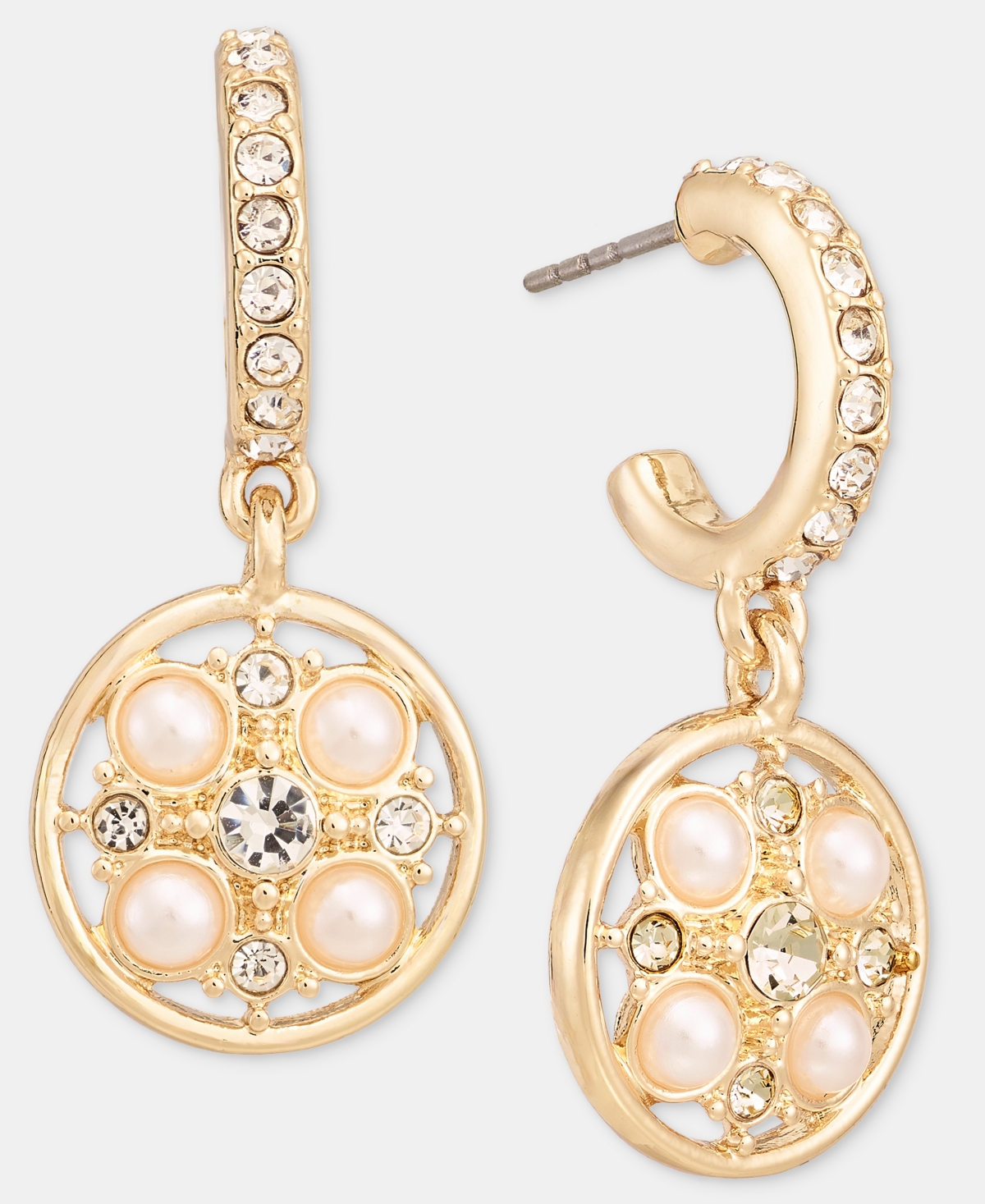 Click here for Charter Club Faux Pearl and Glass Drop Hoop Drop E... prices