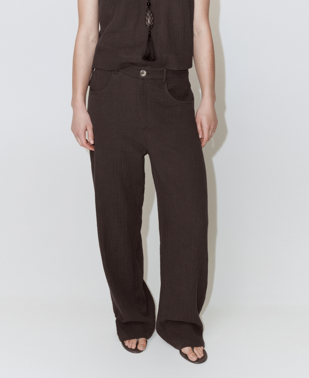Click here for Mango Womens Balloon Cotton Pants - Chocolate prices