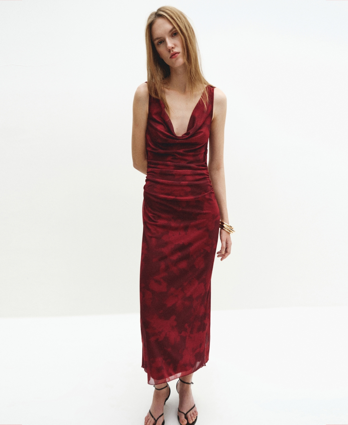 Click here for Mango Womens Draped Fitted Dress - Burgundy prices