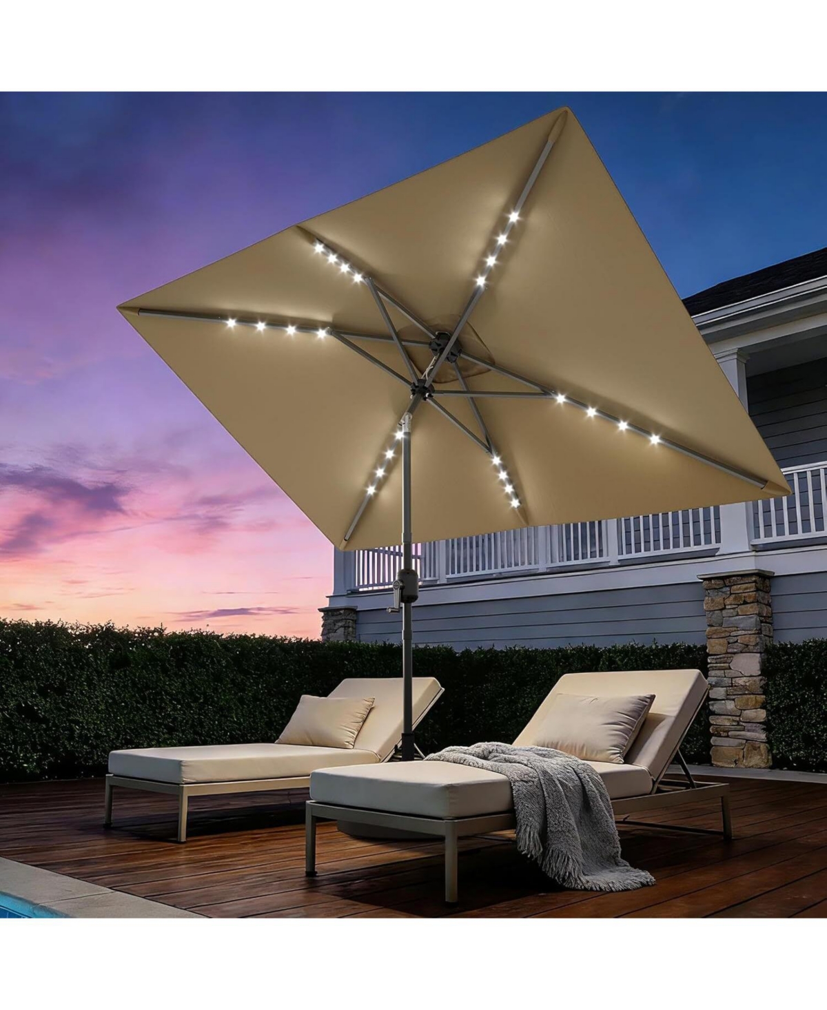 Click here for gaomon Solar Patio Umbrella with Crank and Push Bu... prices