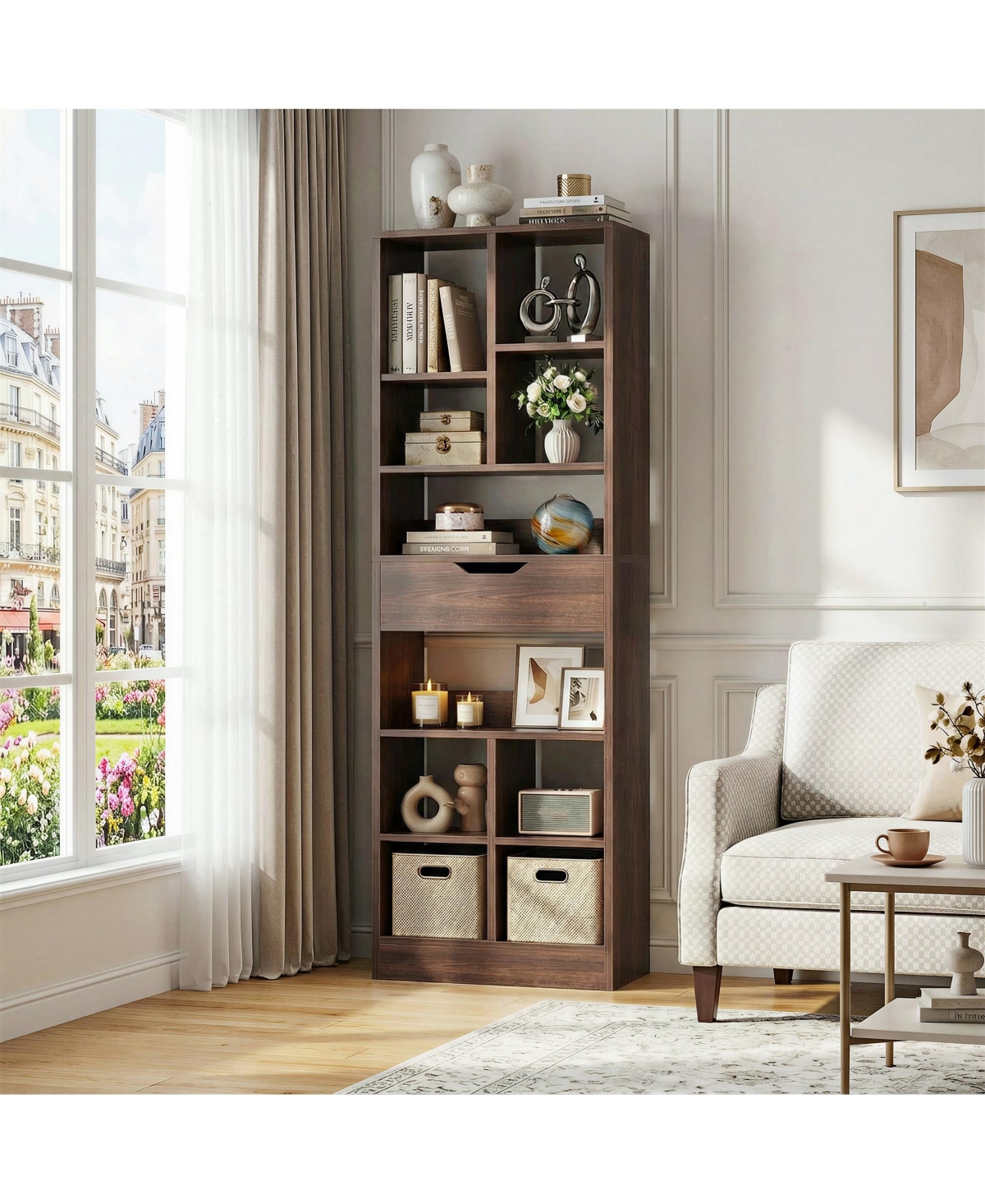 Click here for Aheaplus Freestanding 6-Tier Bookshelf with Drawer... prices