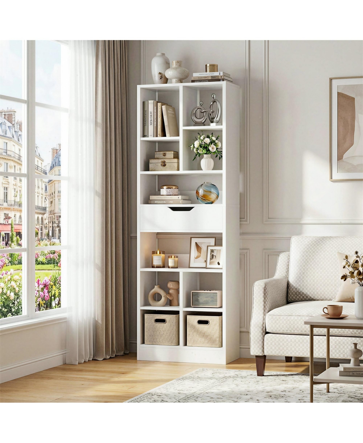 Click here for Aheaplus Freestanding 6-Tier Bookshelf with Drawer... prices