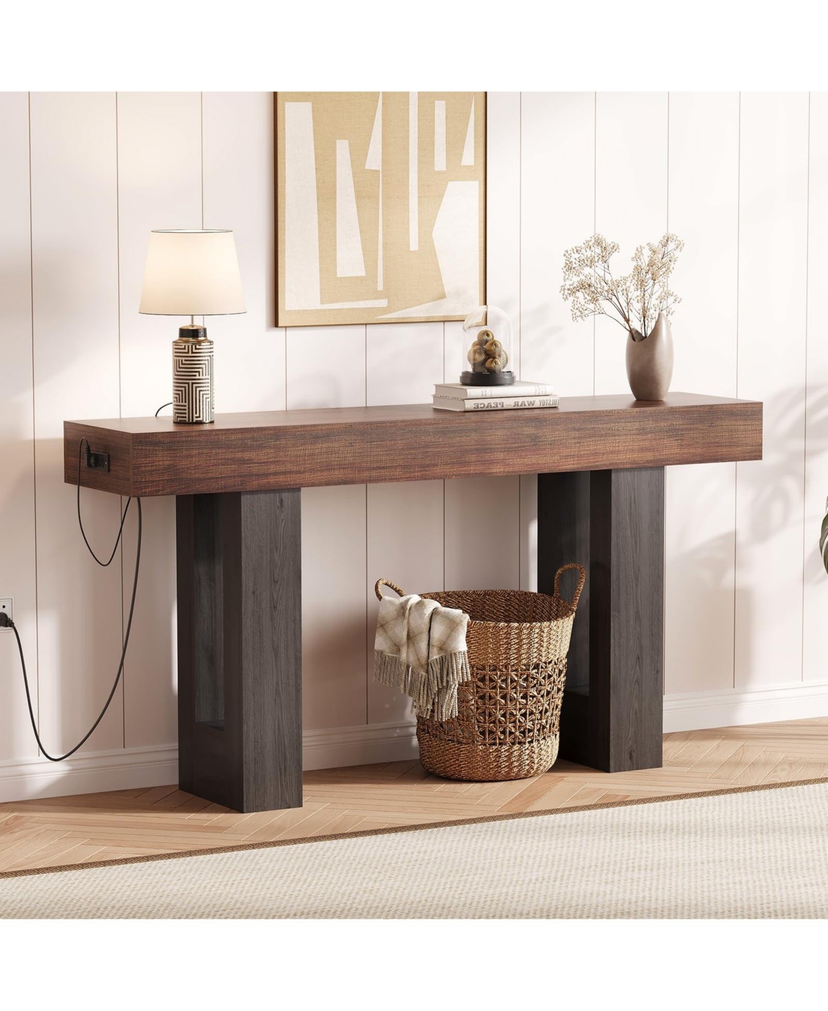 Click here for homfan 63-Inch Console Table with Charging Station... prices