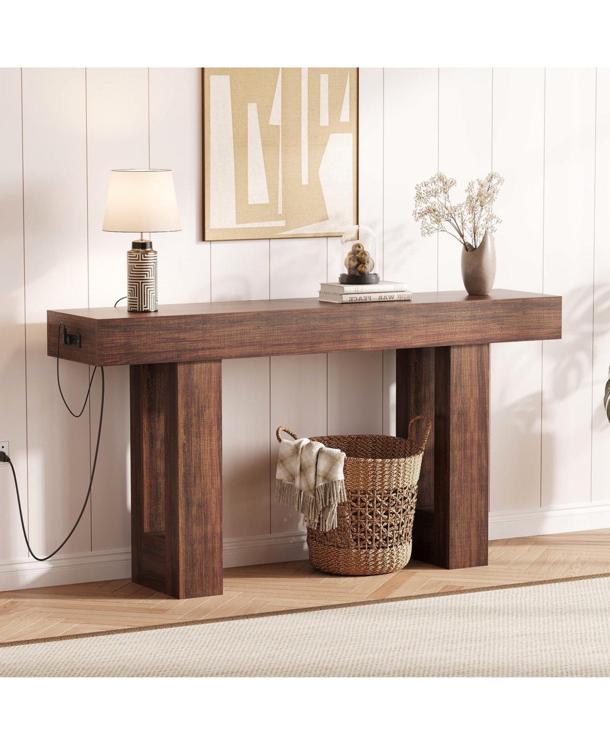 Click here for homfan 63-Inch Console Table with Charging Station... prices