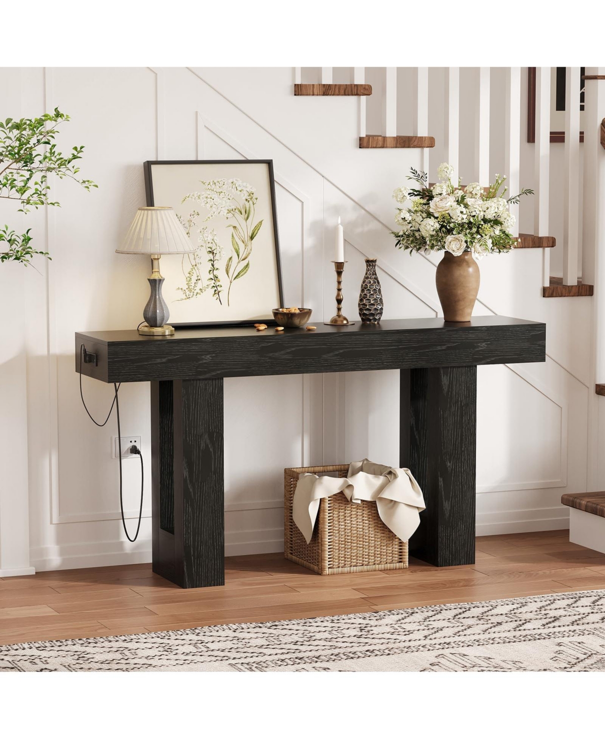 Click here for homfan 63-Inch Console Table with Charging Station... prices