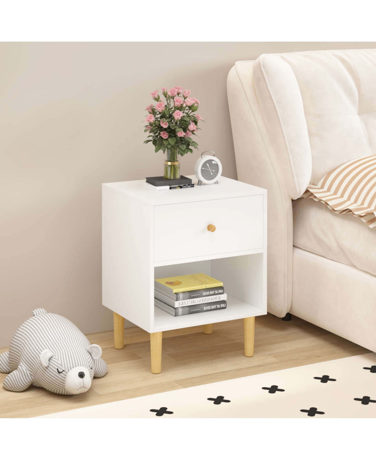 Click here for Rainsken Nightstand  Minimalist Wooden Bedside Tab... prices