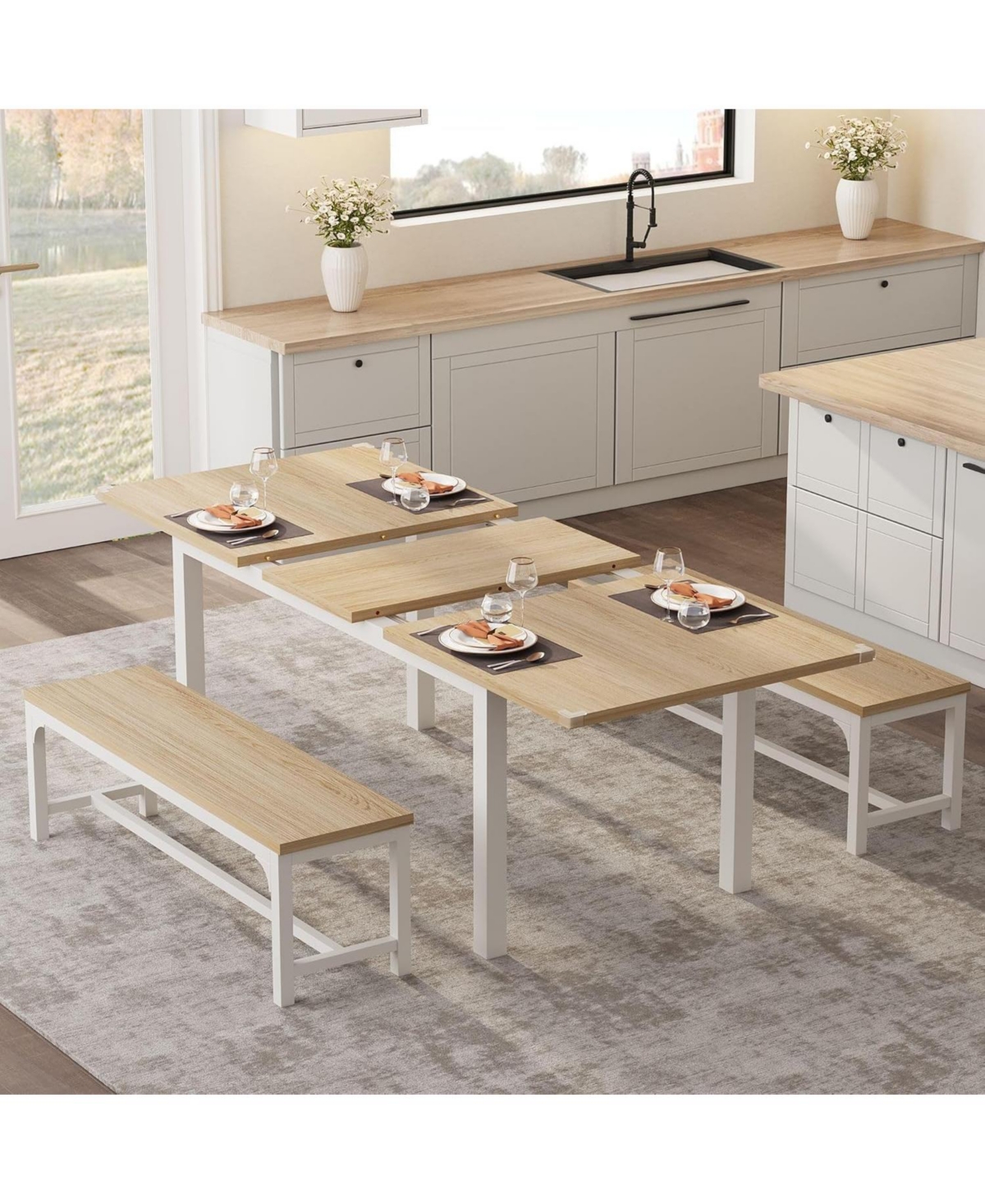 Click here for gaomon 43.7in-63in Extendable Dining Table for 6-8... prices