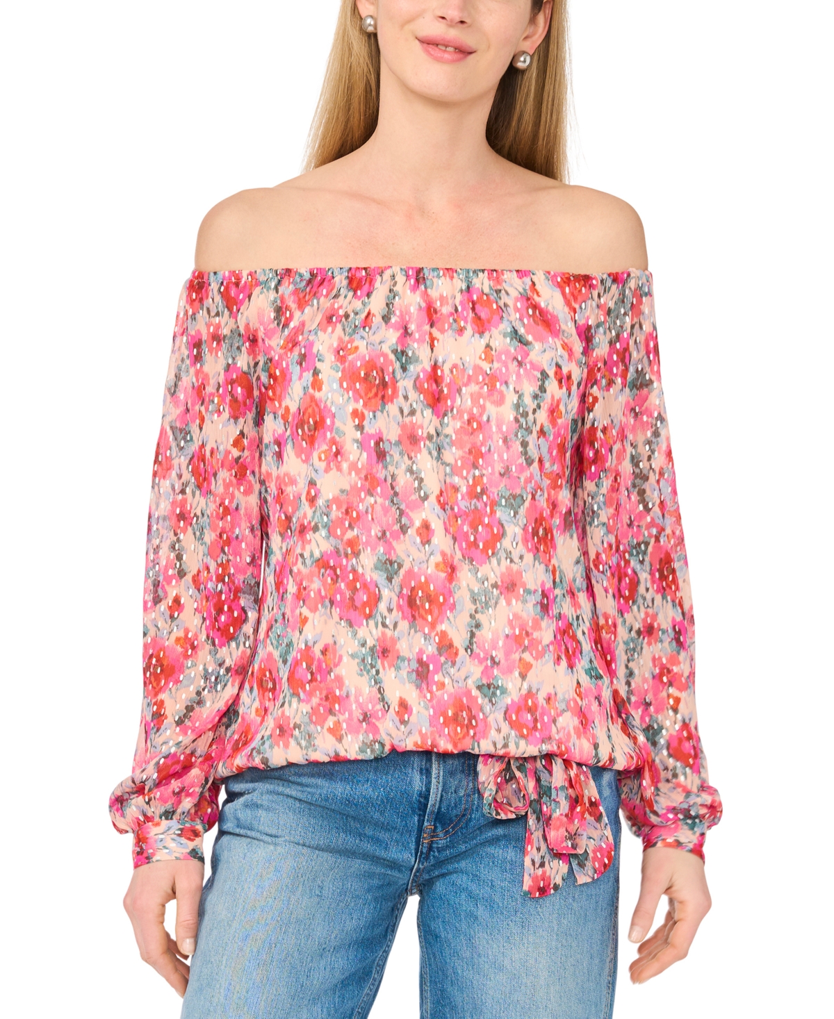 Click here for Sam & Jess Womens Off-The-Shoulder Tie-Front Top -... prices