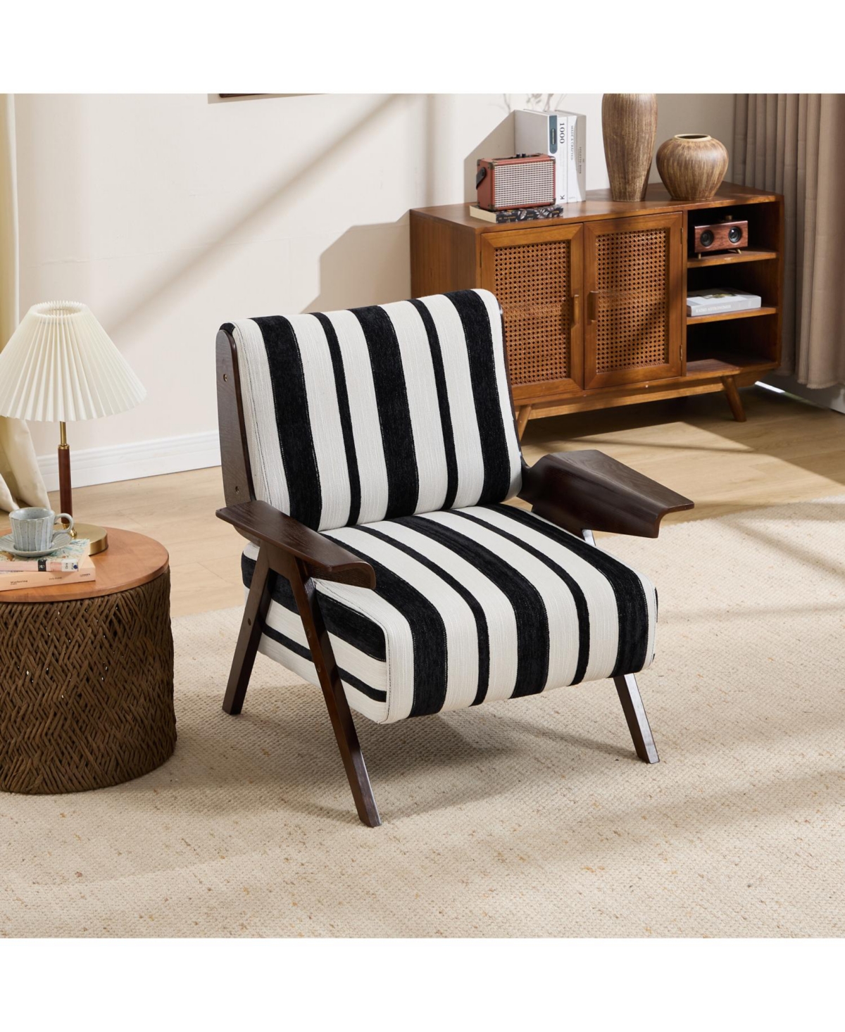 Click here for Rainsken Stripe Accent Chair  Modern Upholstered A... prices