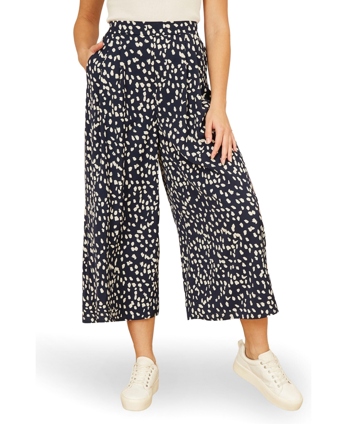 Click here for Yumi Womens Dash Print Culottes - Navy prices
