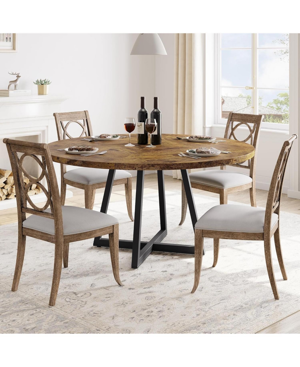 Click here for homfan Round Dining Table for 4-6  Industrial Circ... prices