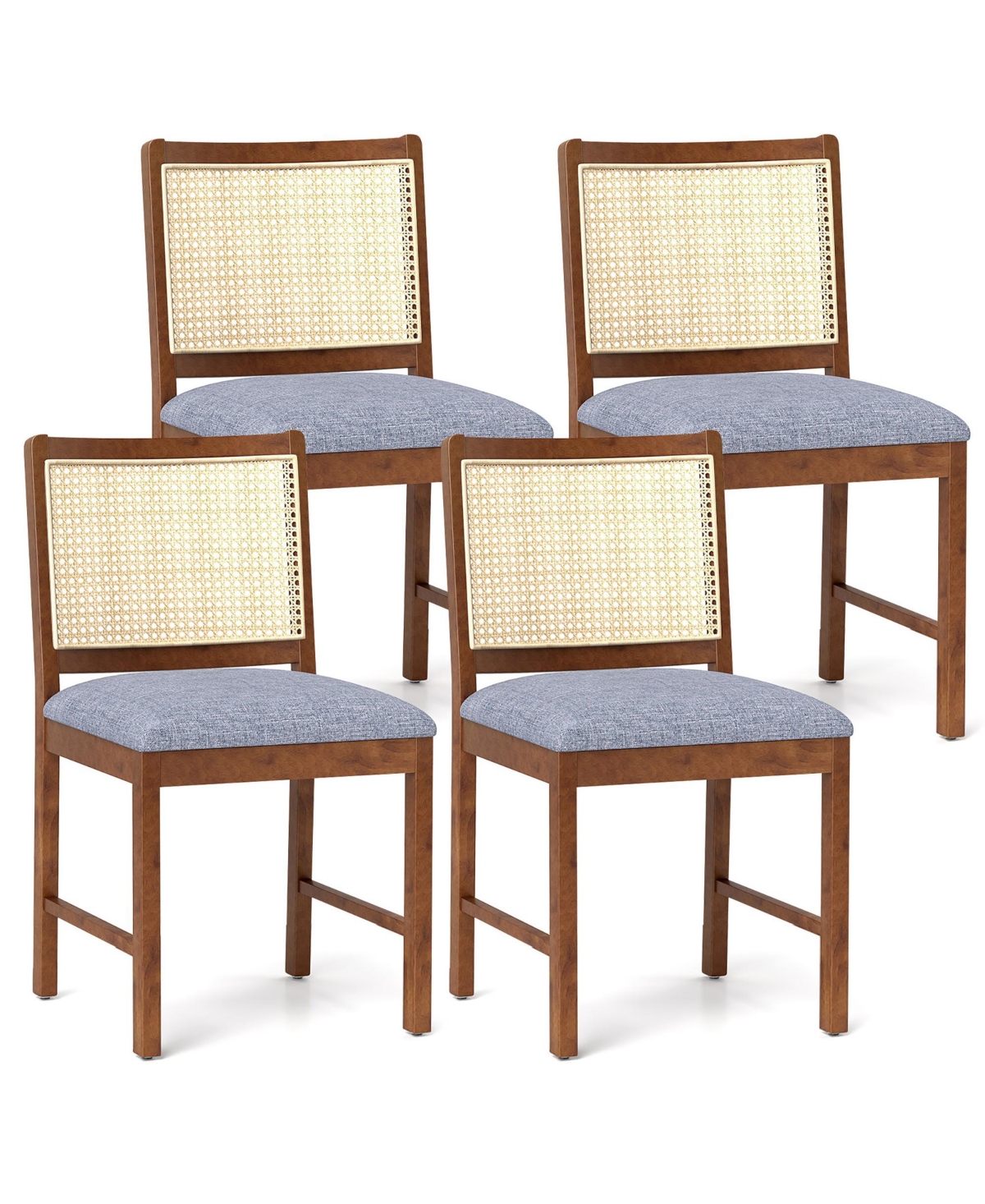 Click here for Gymax Rattan Dining Chair Rubber Wood Frame Linen... prices