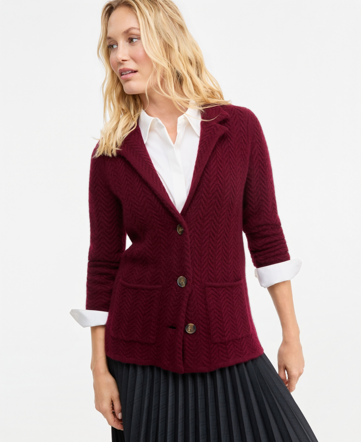 Click here for Charter Club Womens 100 Cashmere Herringbone Stitc... prices
