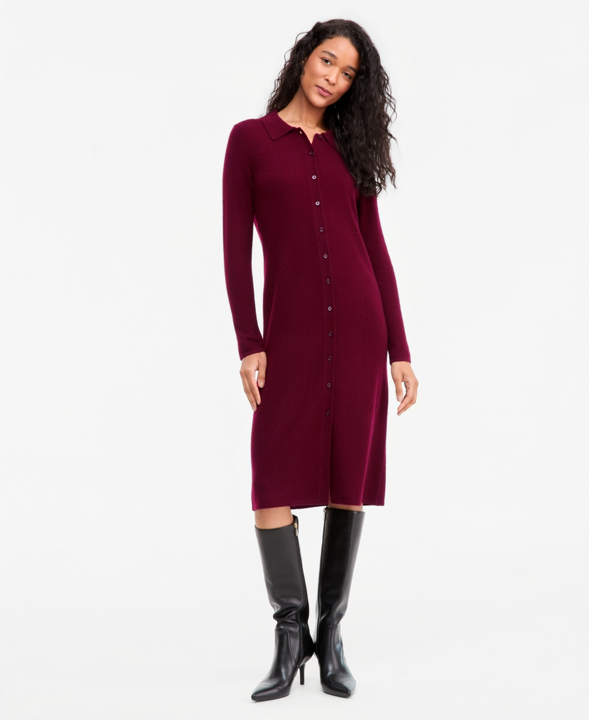 Click here for Charter Club Womens Cashmere Collared Button-Front... prices