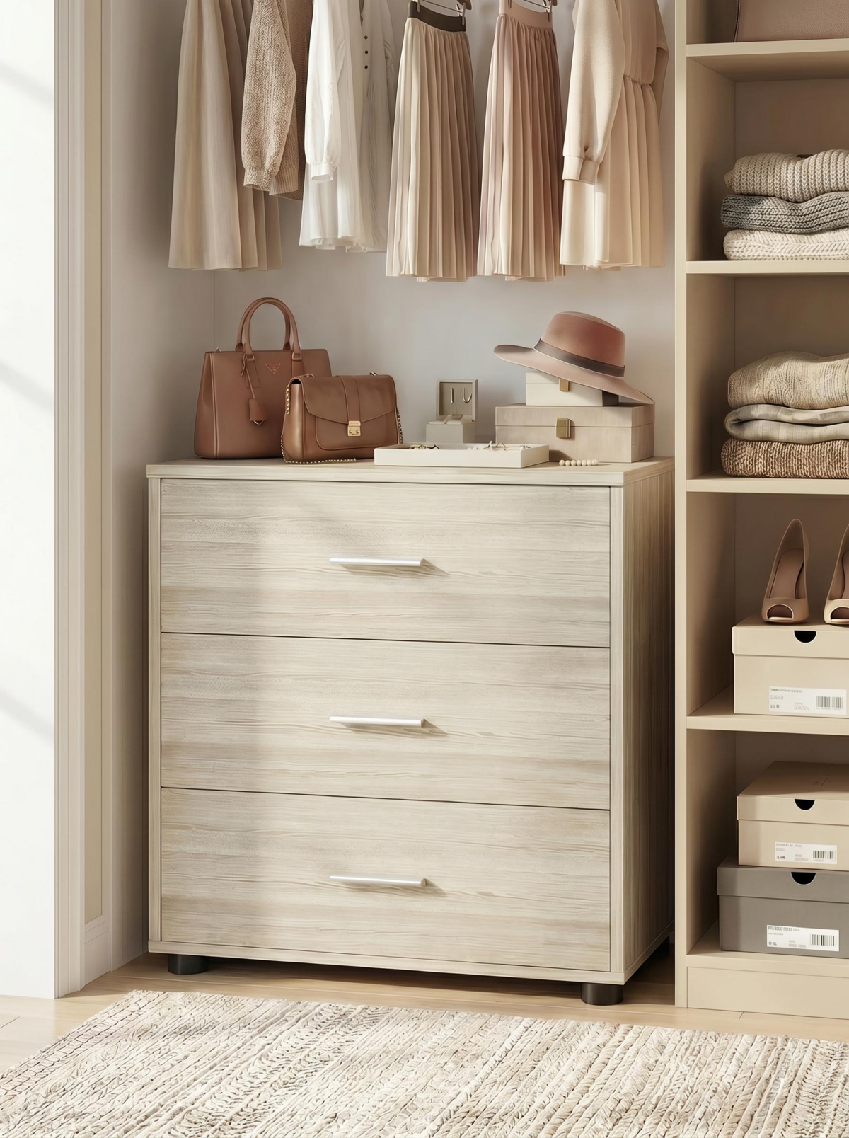 Click here for Aheaplus Wooden Storage Dresser with 3-Drawers  Ni... prices