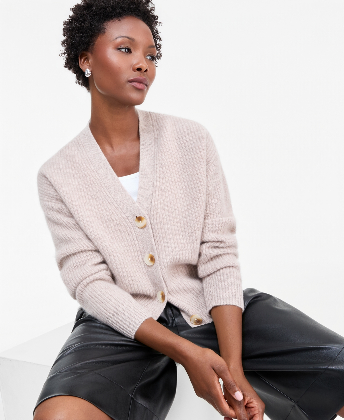 Click here for Charter Club Petite 100 Cashmere Shaker Stitch V-N... prices