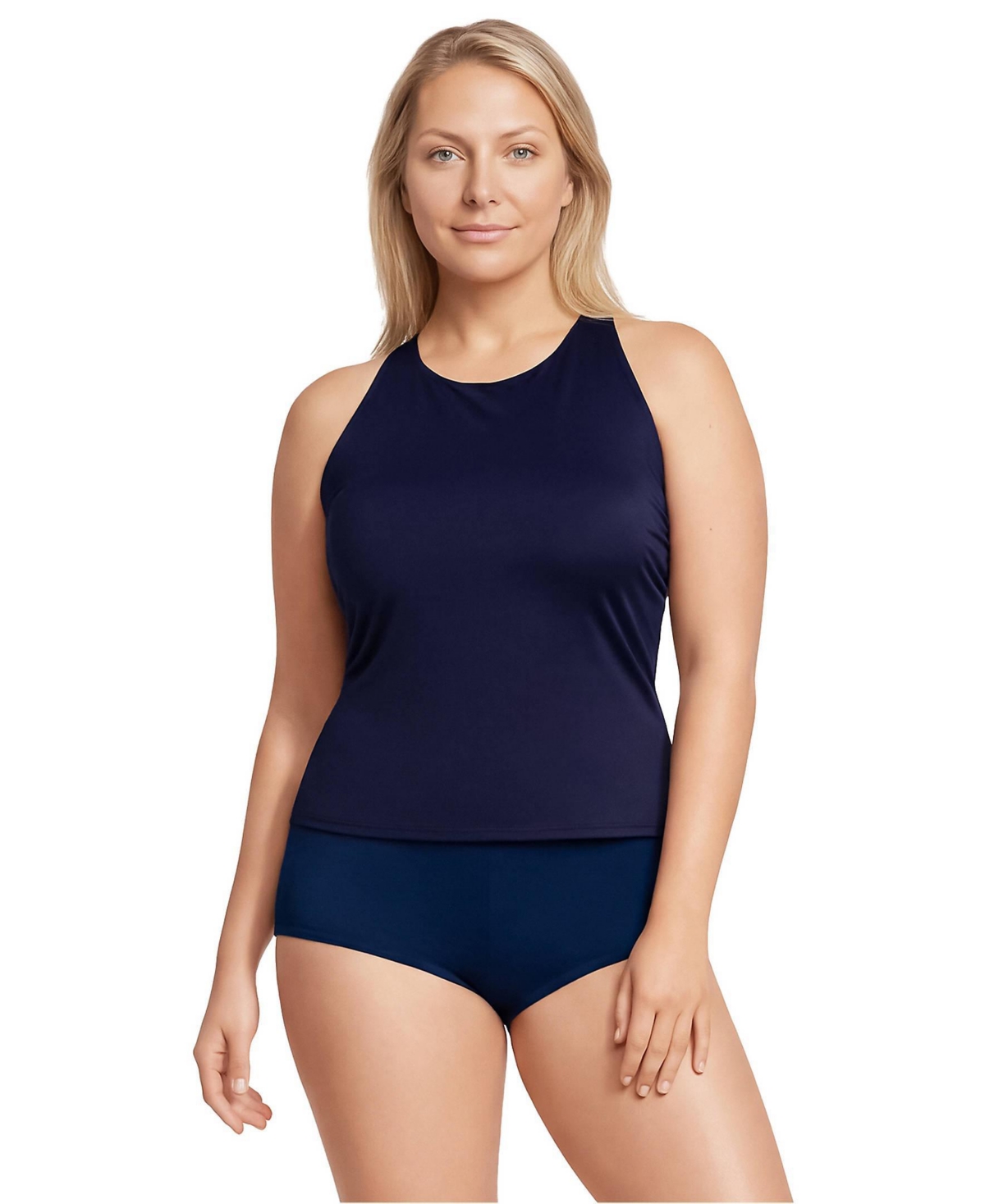 Click here for Lands End Womens Tugless High Neck Strappy Back Ta... prices